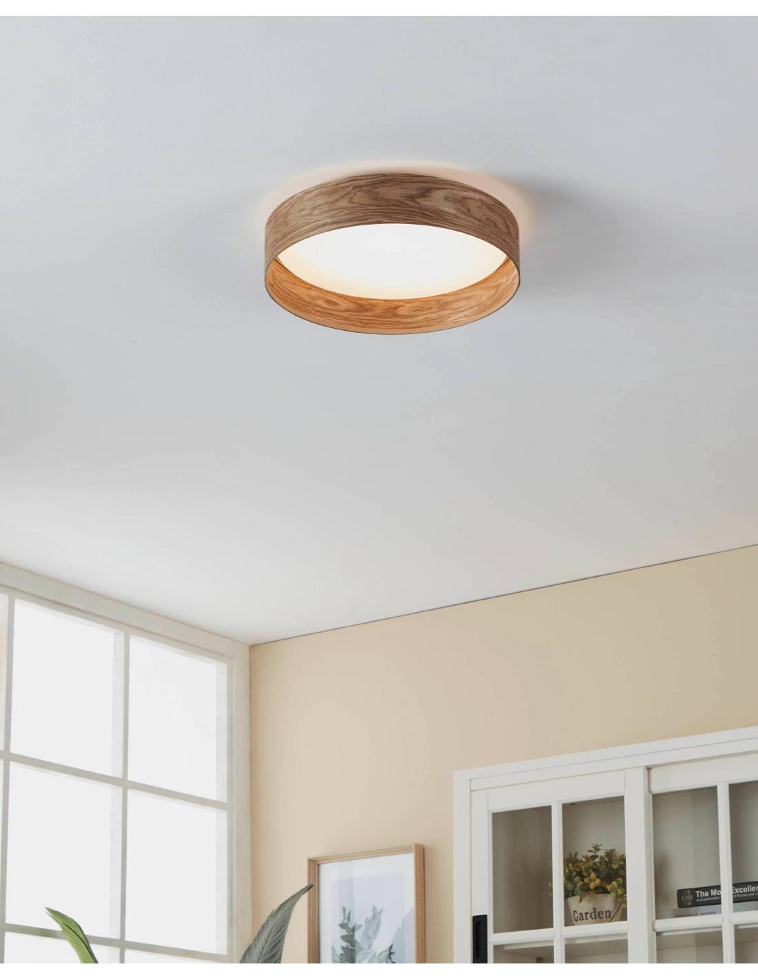 Plafón LED redondo madera marrón Ø38 cm - Eglo Luppineria